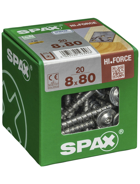 SPAX Holzbauschraube, 8 mm, Stahl, 20 Stk., HI.FORCE 8x80 XXL - Hagebau.at